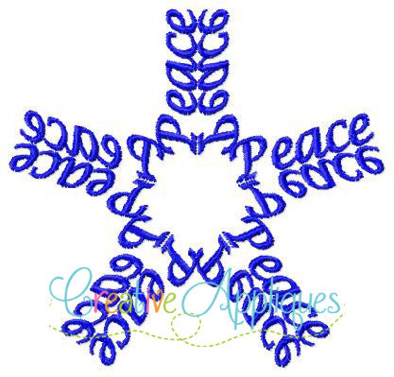 Peace Word Ornament Snowflake Design in the Hoop Applique Machine ...