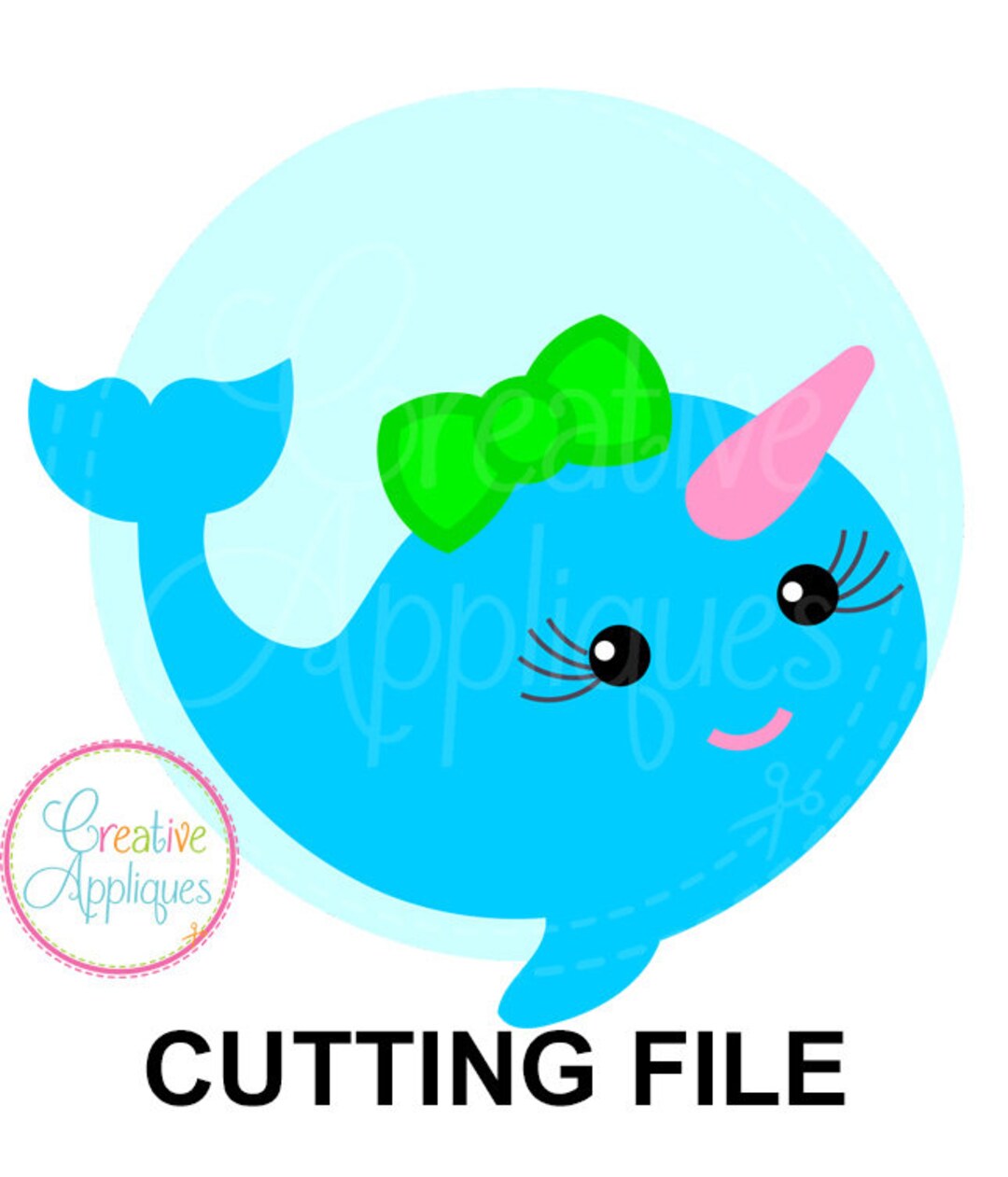 Girl Narwhal Circle SVG Cutting File, Narwhal Cut File, Narwhal Cutting ...