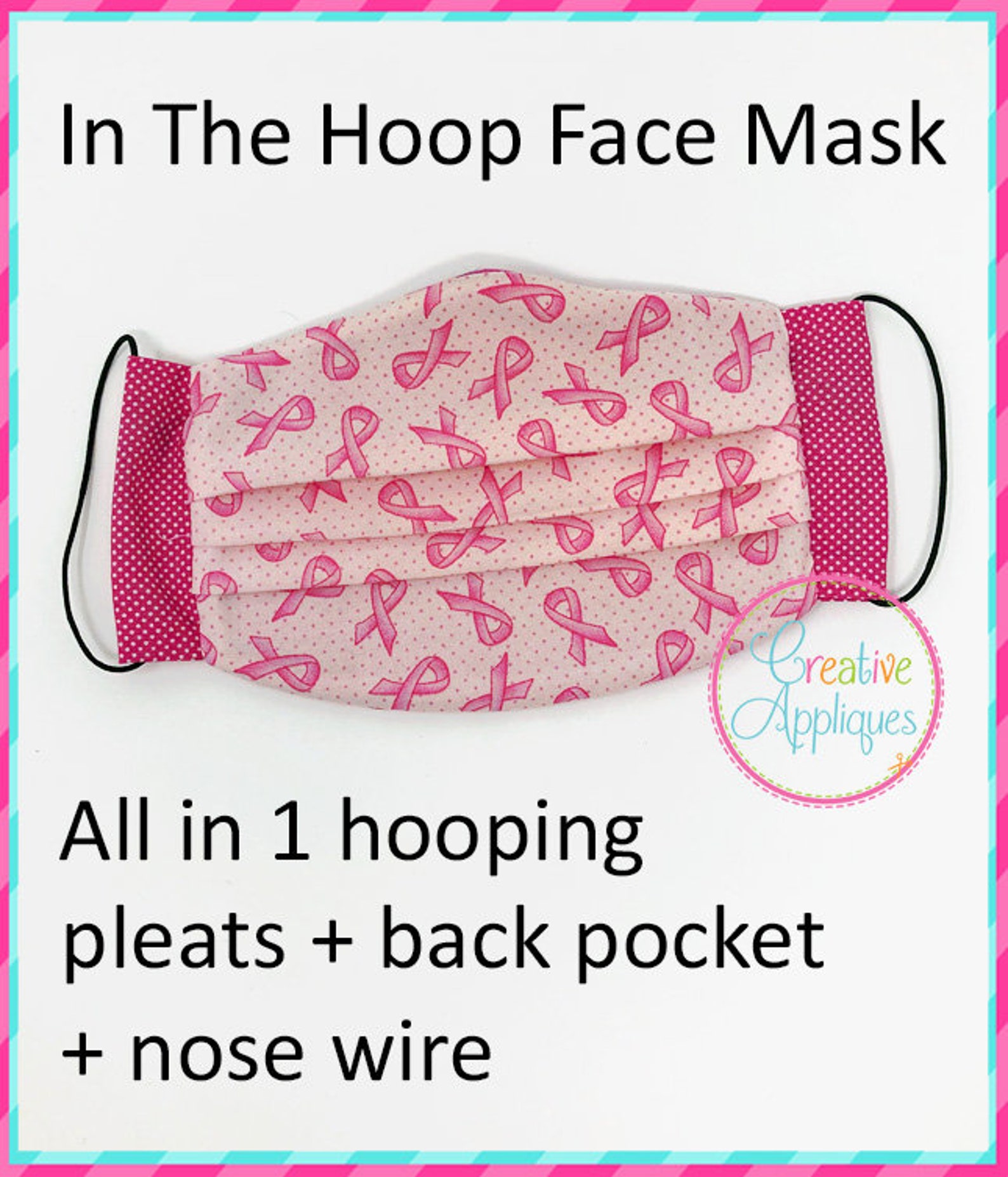 4 SIZES! in the Hoop Face Mask Digital Machine Embroidery Design ...