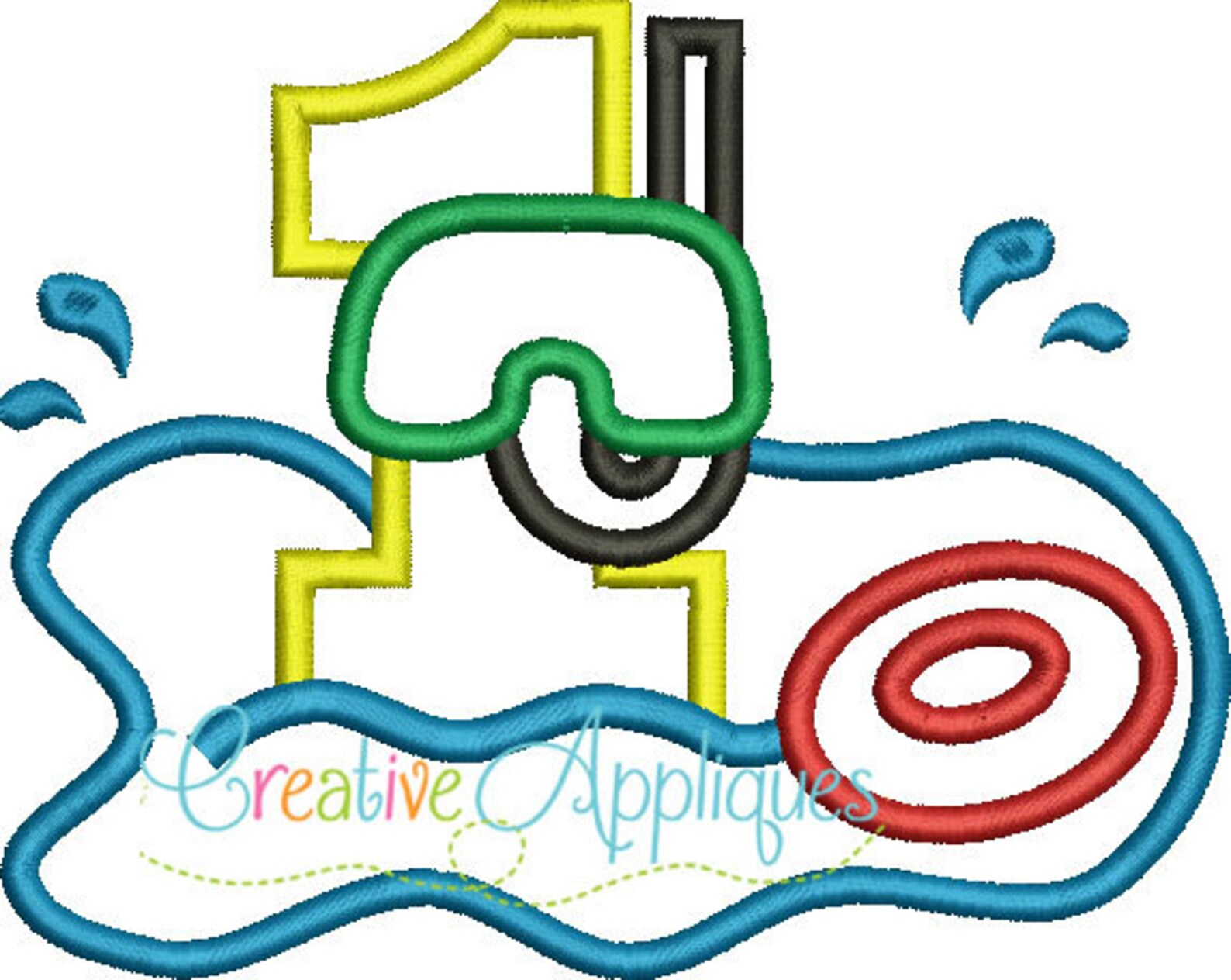 Swim Pool Party Number 1 Birthday Applique Digital Machine - Etsy