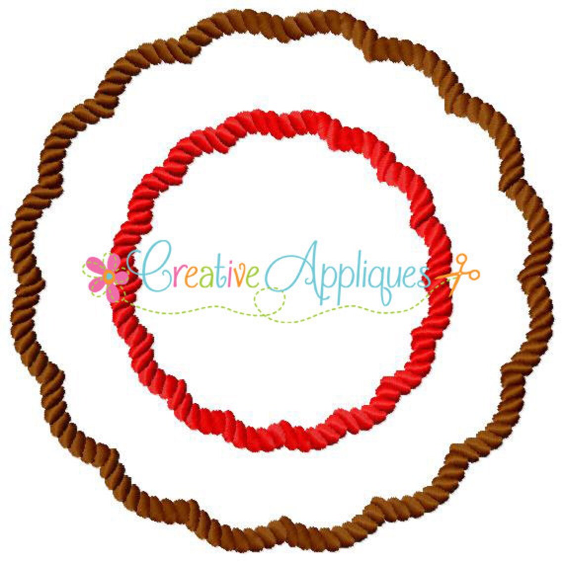 Double Scallop Rope Stitch Monogram Frame Digital Machine - Etsy