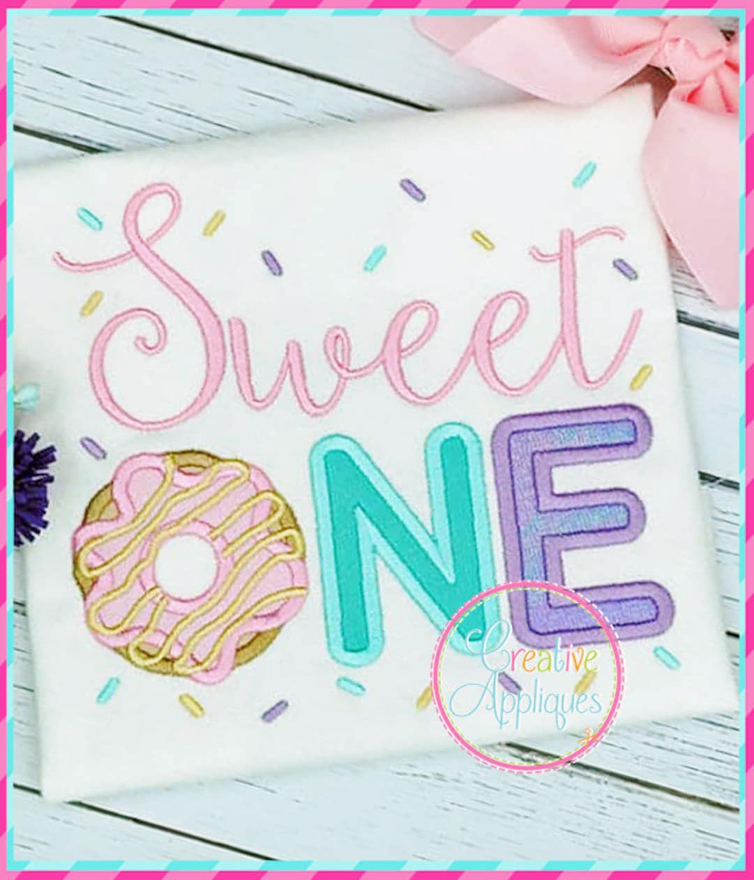 Sweet One Doughnut Applique Machine Embroidery Design 4 Sizes, 1st ...