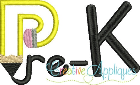 Pre-k Kindergarten Grade Pencil Digital Machine Embroidery Applique ...