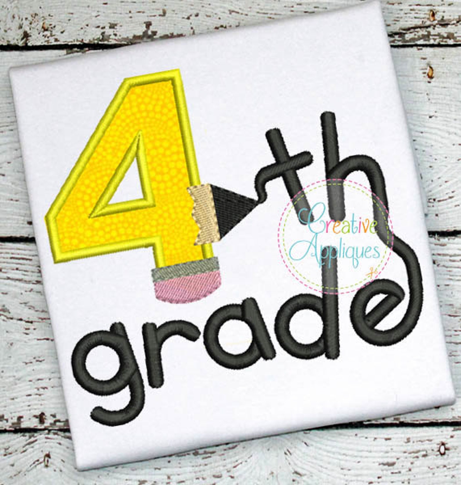 4th Fourth Grade Pencil Digital Machine Embroidery Applique Design 4 ...