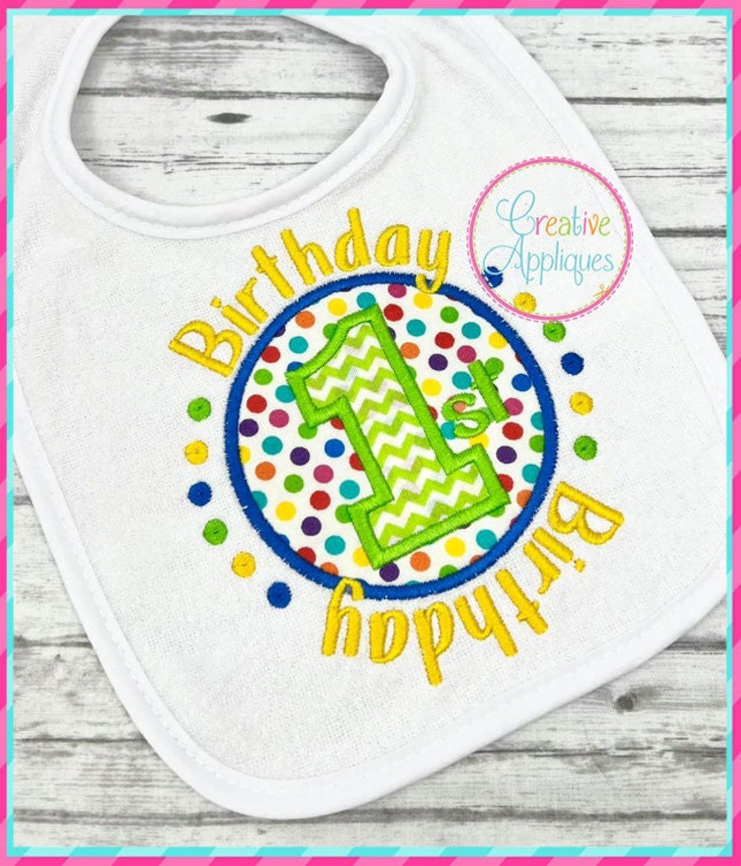 My 1st Birthday Applique Digital Machine Embroidery Design 4 Sizes ...