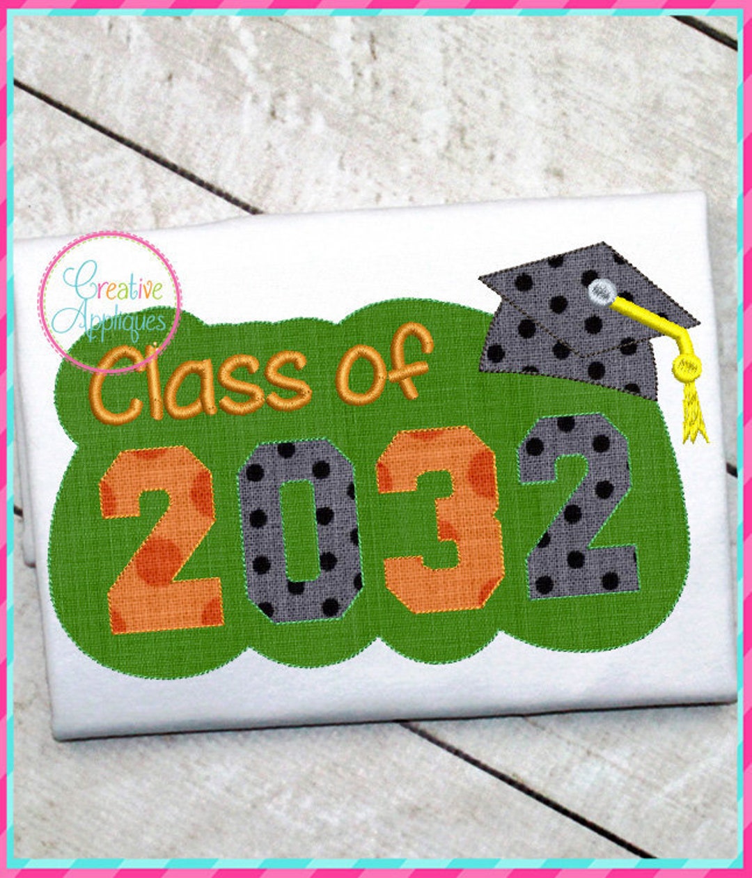 Bean Stitch Class of 2032 Graduation Digital Machine Embroidery ...