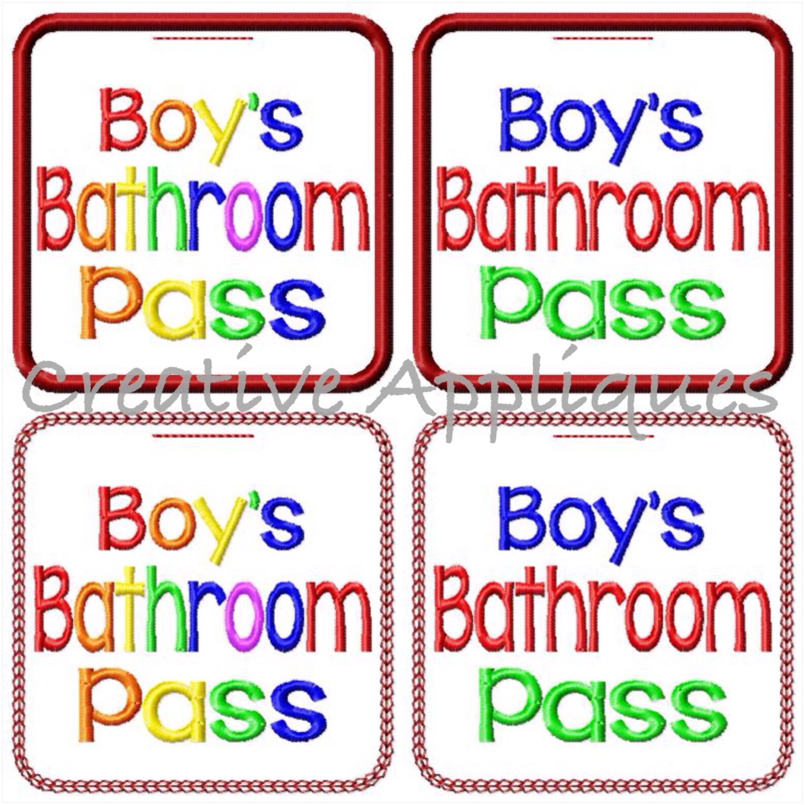 Boys and Girls Bathroom School Pass Set ITH in the Hoop - Etsy