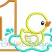 Rubber Ducky Duck Birthday Number 1 Digital Machine Embroidery Applique ...