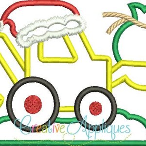 Santa Digger Backhoe Excavator Applique Digital Machine Embroidery ...