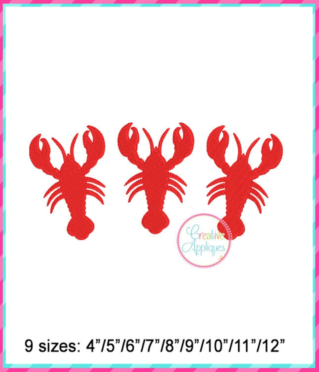 Crawfish Embroidery Digital Machine Embroidery Design 9 Sizes, Crawfish ...