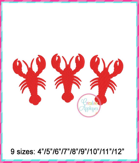 Crawfish Embroidery Digital Machine Embroidery Design 9 Sizes - Etsy