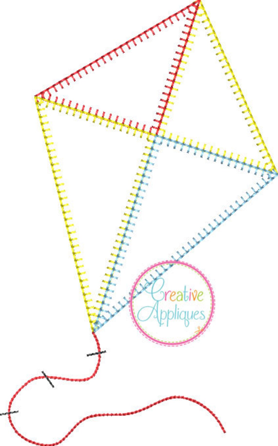 Kite Digital Machine Embroidery Applique Design 4 Sizes | Etsy