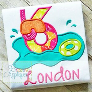 Swim Pool Party Numbers Birthday Set Applique Digital Machine ...