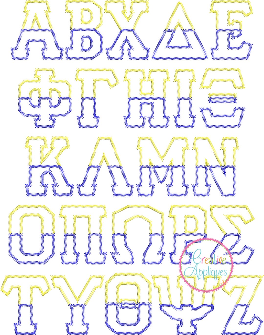 5 Sizes Zigzag Stitch Greek Applique Embroidery Alphabet Font Digital ...