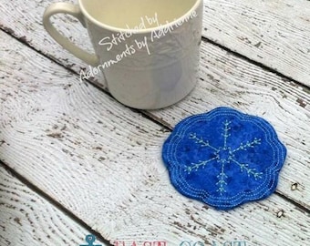 Snowflake Coaster in the Hoop Machine Embroidery Design - Etsy