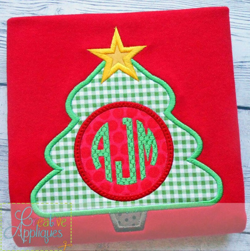 Christmas Tree Monogram Applique Digital Machine Embroidery Design 4 ...