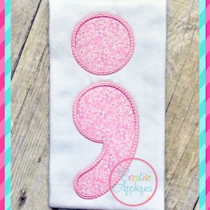 Semi Colon Applique Digital Machine Embroidery Applique Design 11 Sizes ...