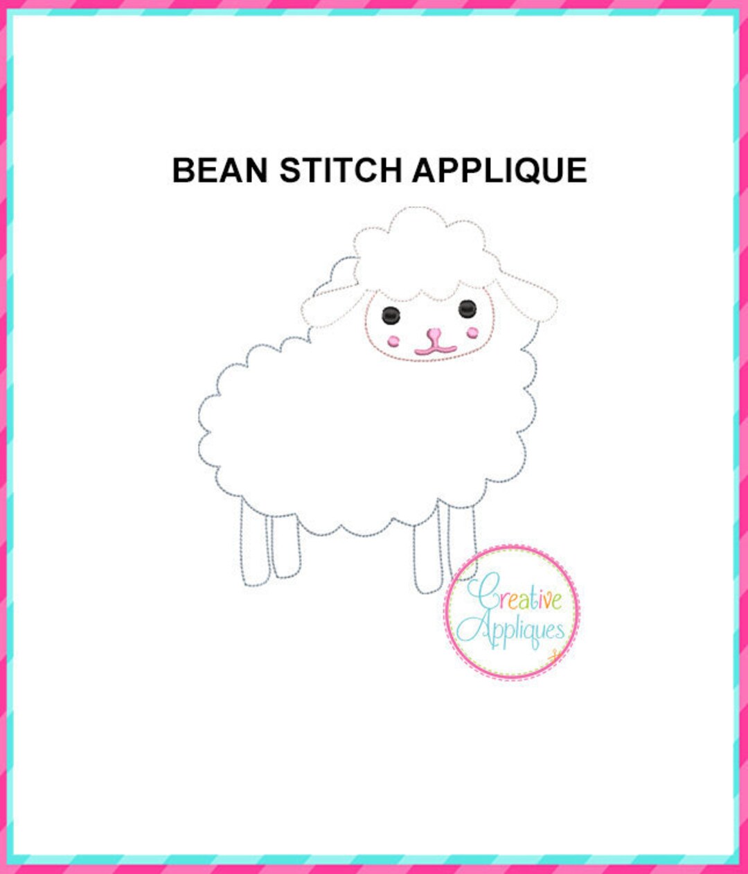 Bean Stitch Sheep Applique Embroidery Design 5 Sizes, Sheep Embroidery ...