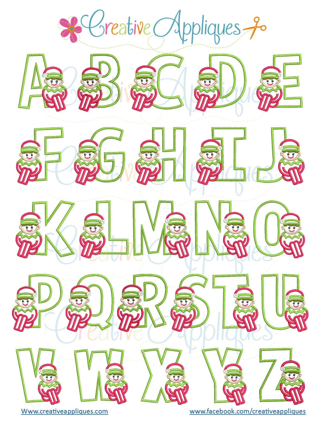 Sitting Elf Boy Alphabet Letter Set A-Z Applique Digital - Etsy