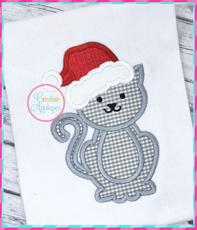 Santa Cat Digital Machine Embroidery Design 4 Sizes, Santa Cat ...