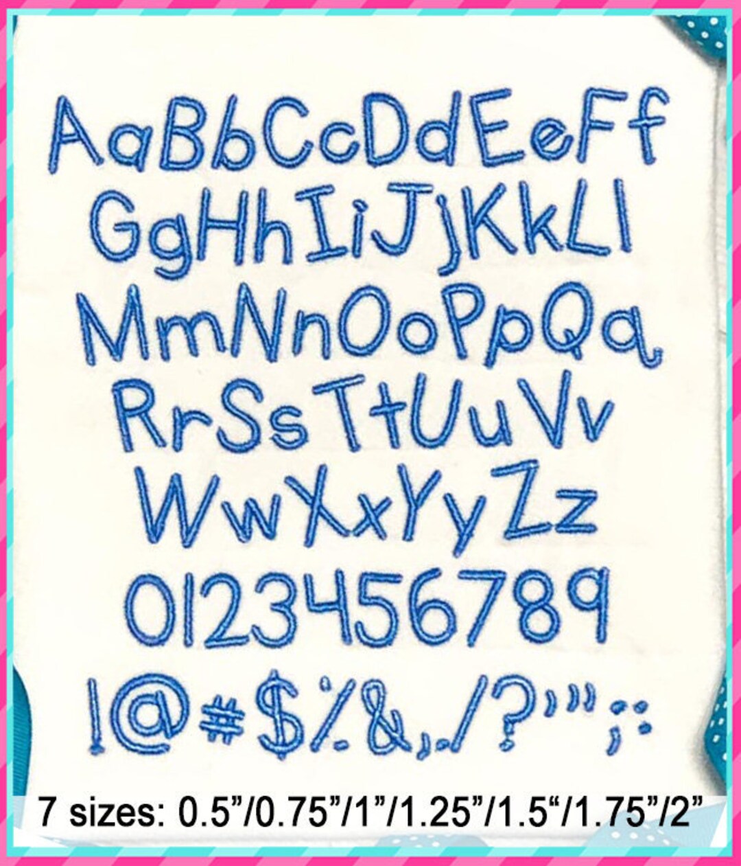 7 Sizes Primary Whimsy Embroidery Alphabet Font Digital Machine ...