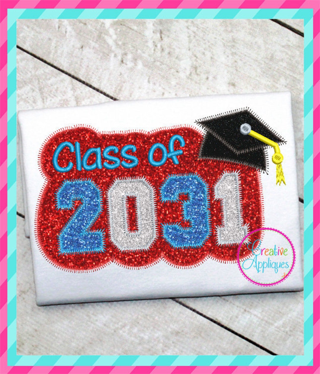 Zigzag Stitch Class of 2031 Graduation Digital Machine Embroidery ...