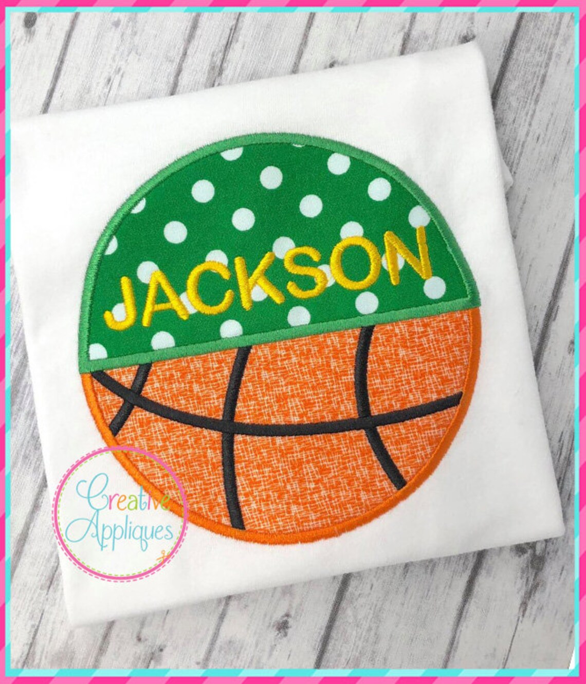 Half Basketball Frame Machine Embroidery Applique Design 4 Sizes ...
