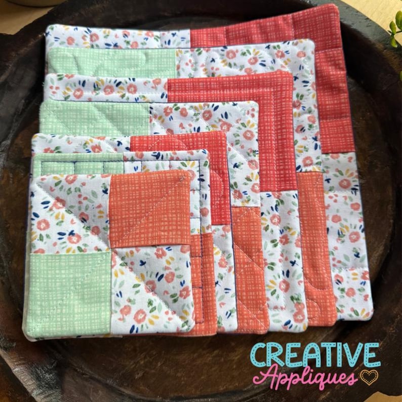 5 Fabric Coasters in the Hoop Design, Machine Embroidery Design Project ...