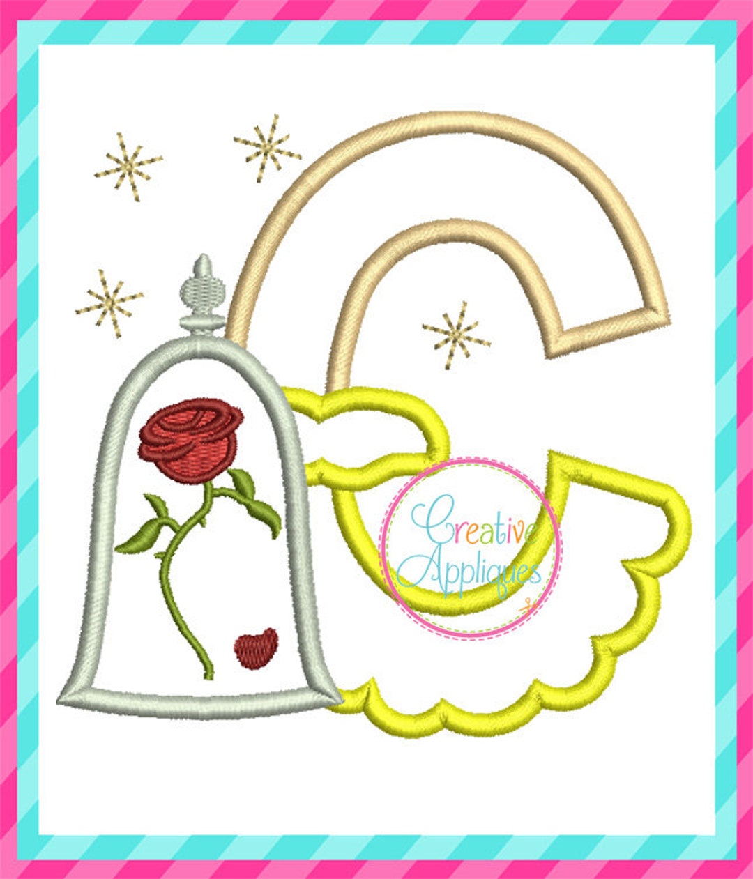 Letter C Beauty Rose Princess Alphabet Letter Applique Machine ...
