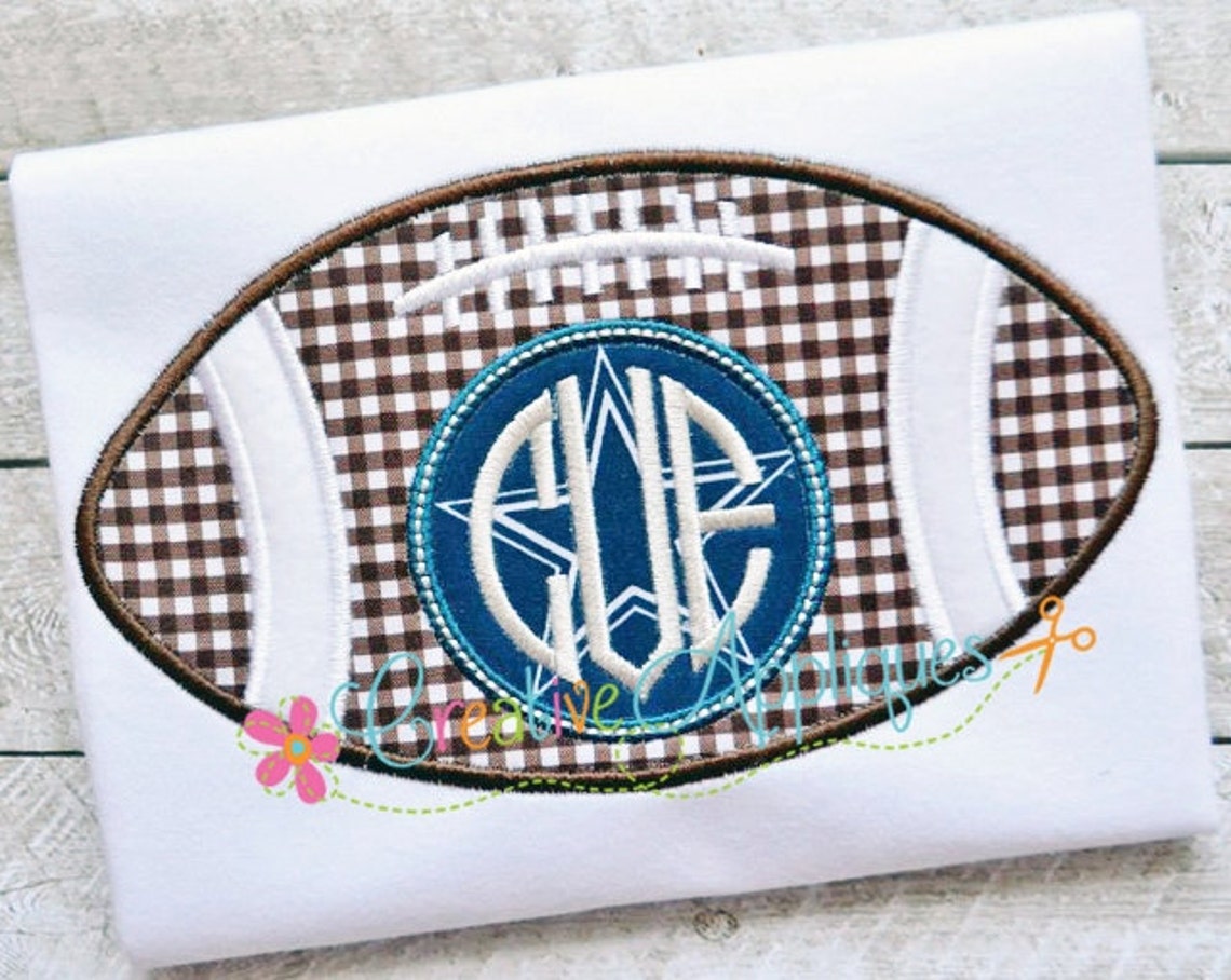 Football Monogram Applique Digital Machine Embroidery Design 4 Sizes - Etsy