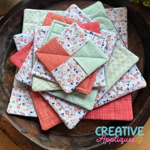 5 Fabric Coasters in the Hoop Design, Machine Embroidery Design Project ...