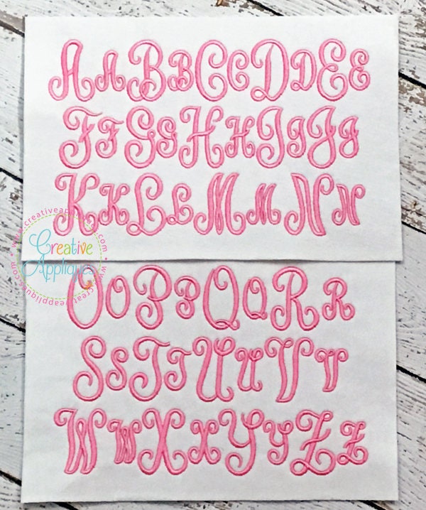6 SIZES Classic Script Monogram Embroidery Font Alphabet | Etsy