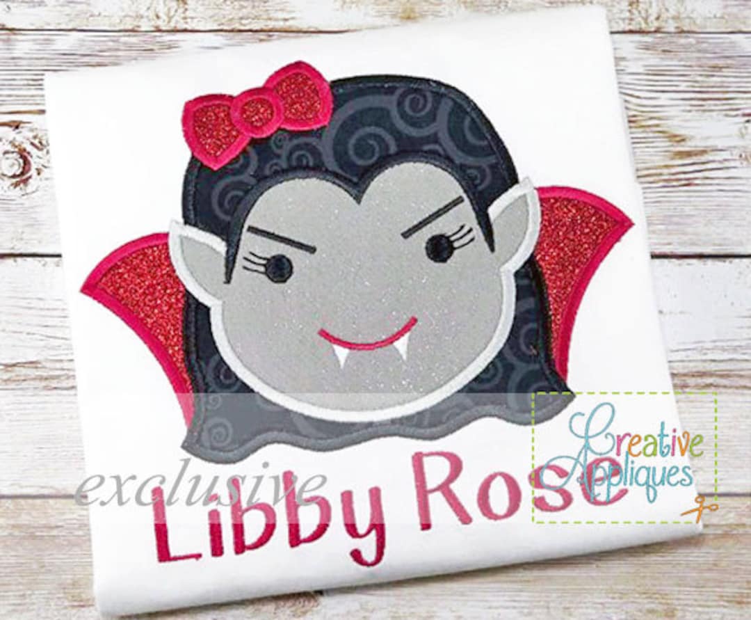Dracula Vampire Girl Halloween Digital Machine Embroidery Applique ...