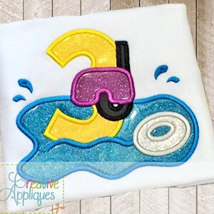Swim Pool Party Numbers Birthday Set Applique Digital Machine ...