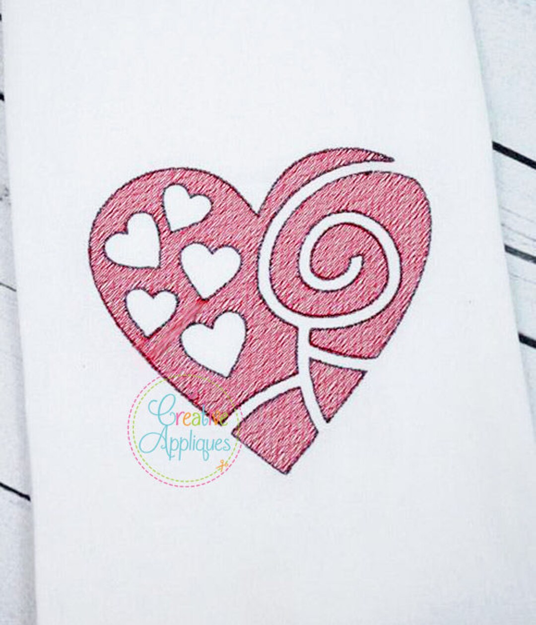 Swirl Stitch Heart Embroidery Digital Machine Embroidery Design 4 Size ...