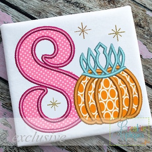 Pumpkin Princess Crown Number 8 Digital Machine Embroidery Applique ...