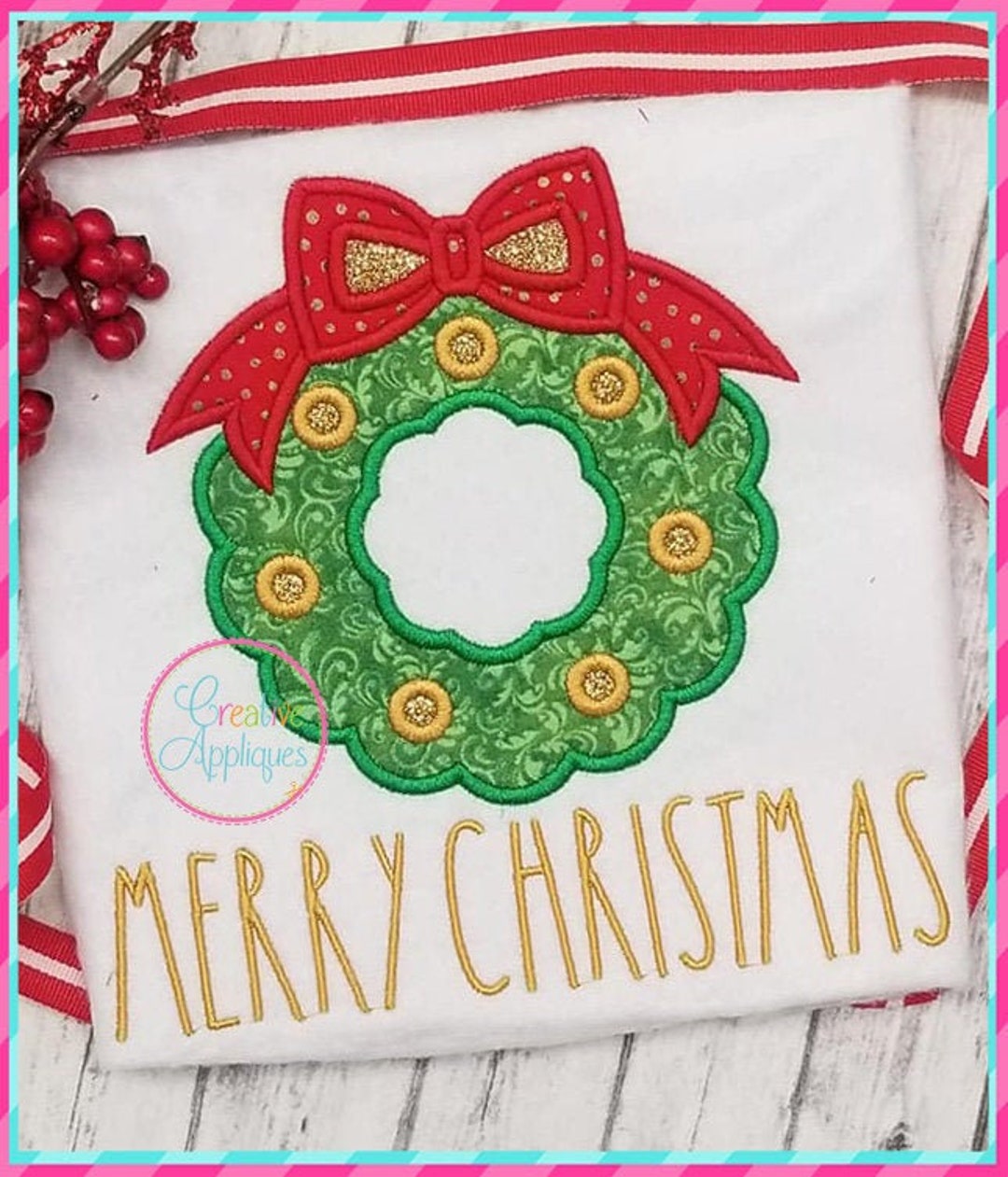 Wreath Digital Machine Embroidery Design 4 Sizes, Wreath Embroidery ...