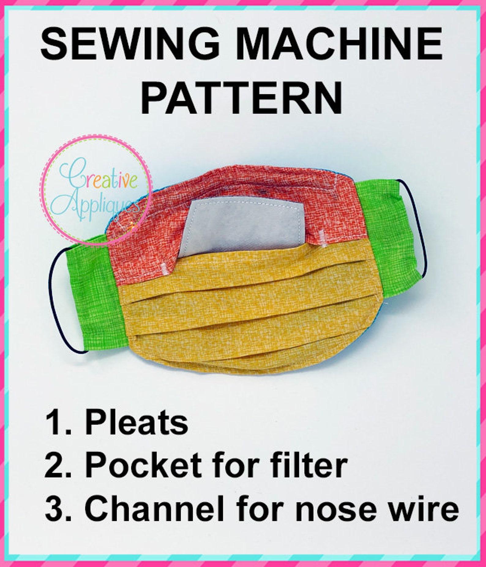 SEWING PATTERN 4 sizes Face Mask Digital download design | Etsy