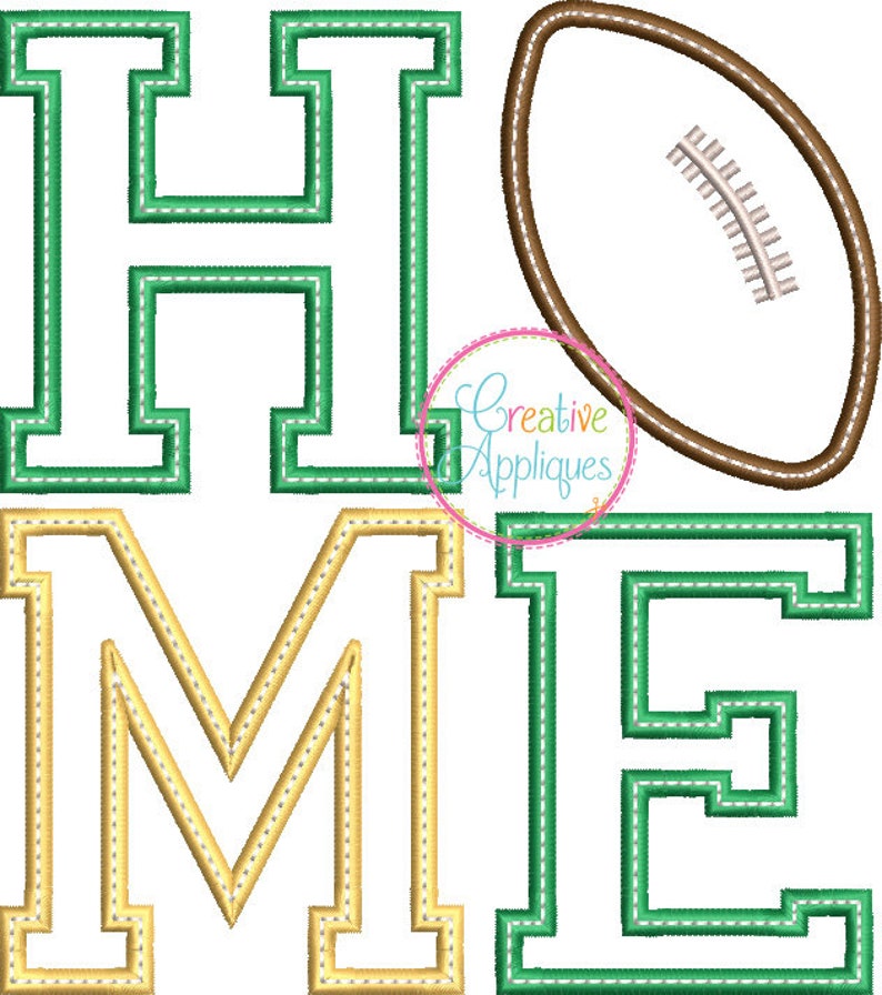 Satin Stitch Home Football Applique Digital Machine Embroidery - Etsy