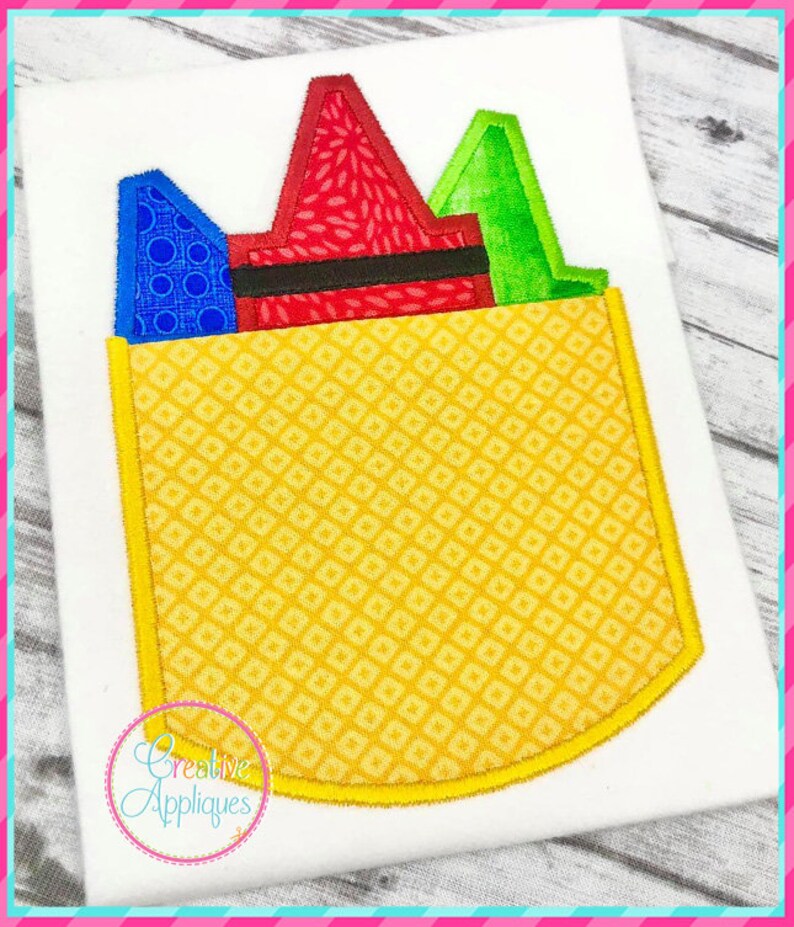 Crayon Pocket Applique Machine Embroidery Design 9 Sizes, in the Hoop ...