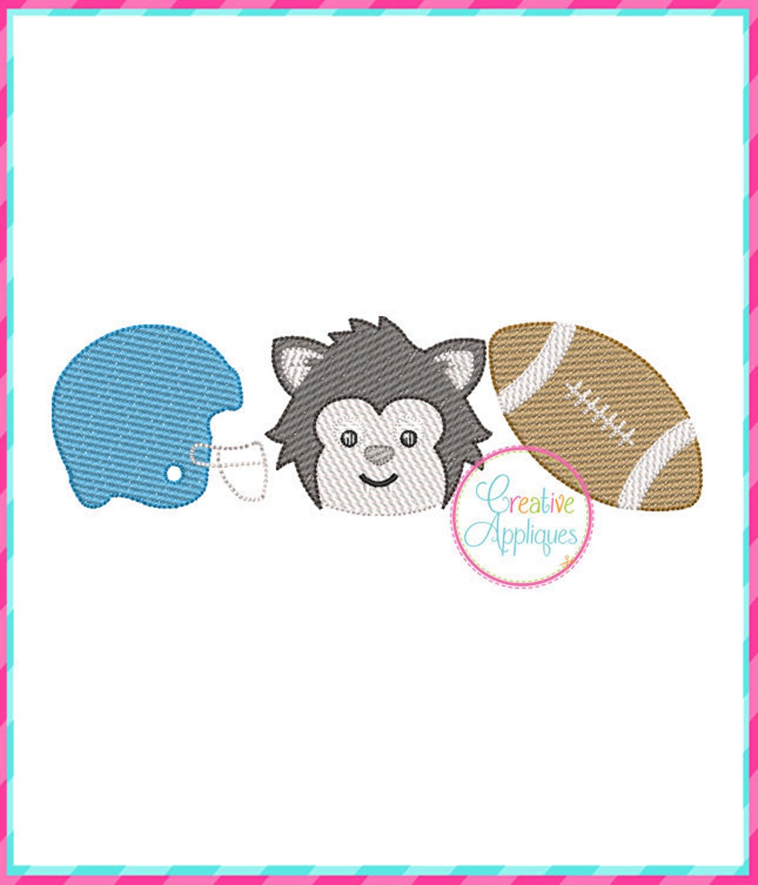 Sketch Stitch Wolf Football Digital Machine Embroidery Design 5 Sizes ...