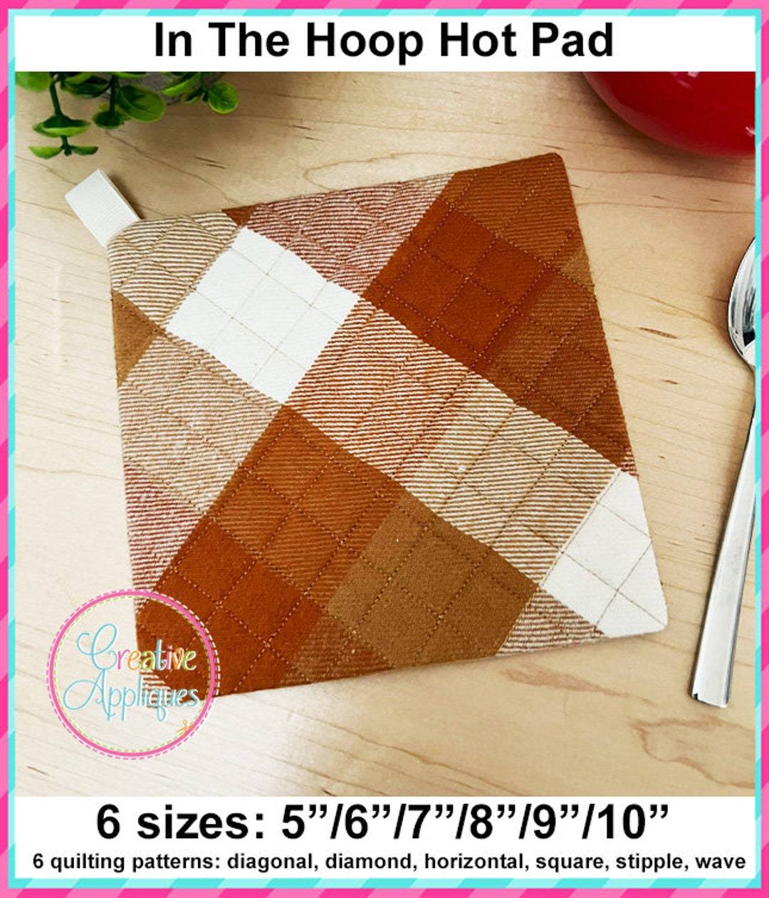 Pot Holder in the Hoop Machine Embroidery Design, Mug Rug, Quilted Cup ...