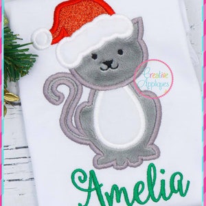Santa Cat Digital Machine Embroidery Design 4 Sizes, Santa Cat ...