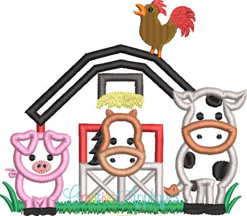 Barn Farm Animals Digital Machine Embroidery Applique Design 5 - Etsy