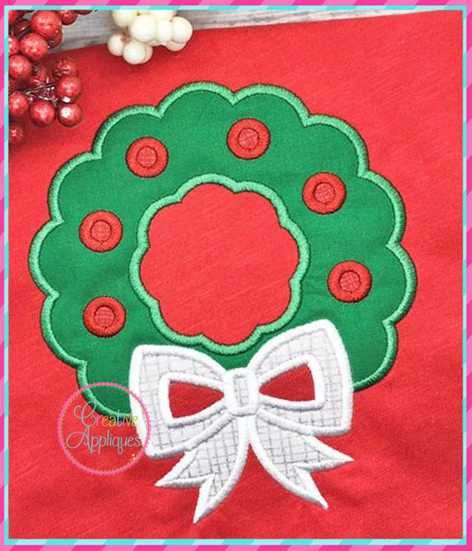 Wreath Digital Machine Embroidery Design 4 Sizes, Wreath Embroidery ...