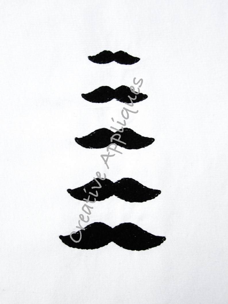Mustache Mini Miniature Fill Stitch Machine Embroidery Design 5 Sizes ...