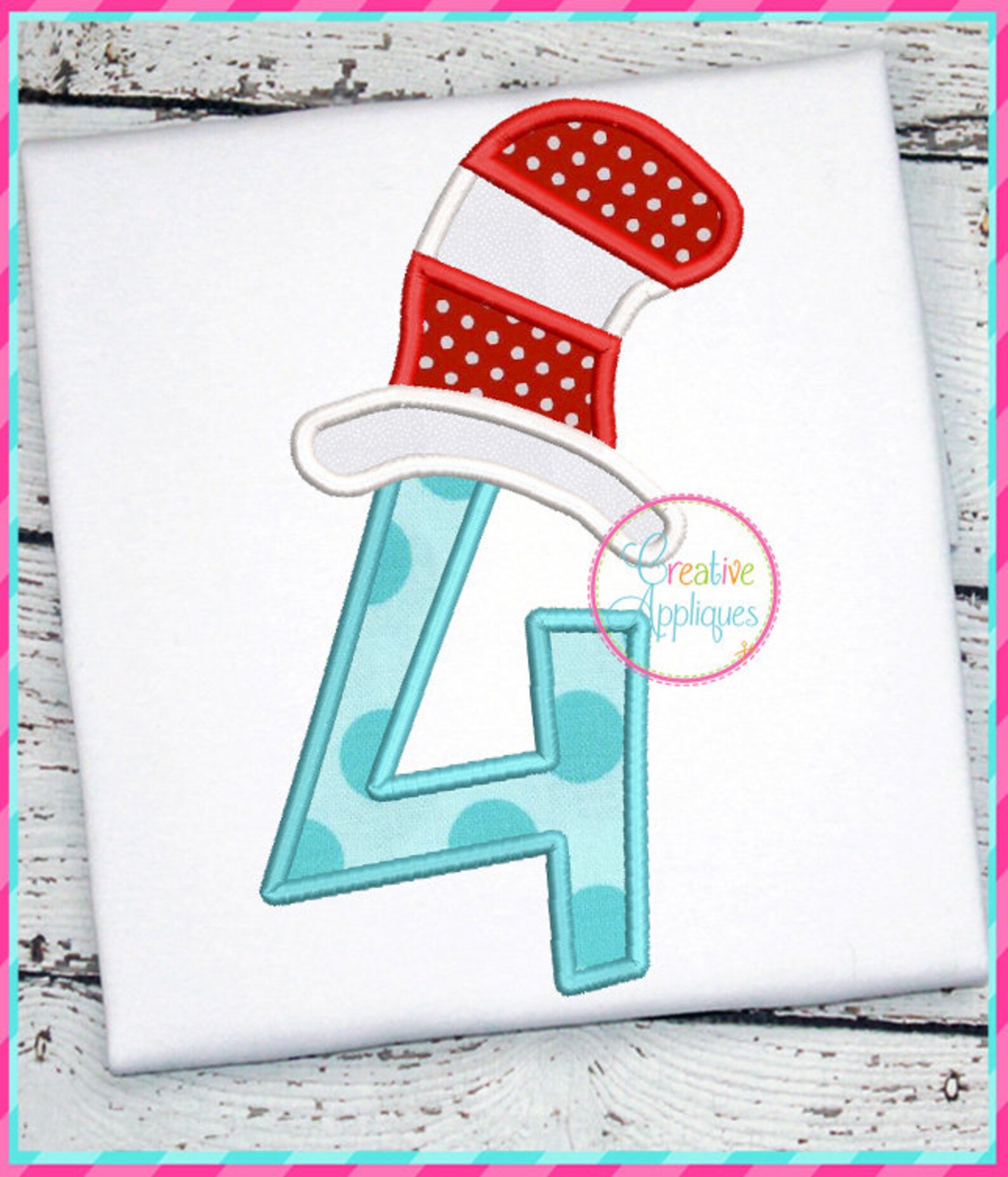 Crazy Striped Hat Applique Number Set 1 to 9, Applique Machine ...
