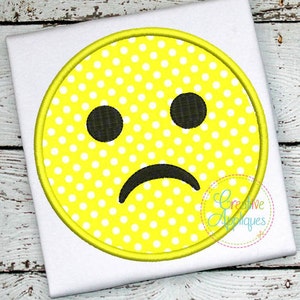 Emoji Sad Frown Frowning Digital Machine Embroidery Applique Design 4 ...