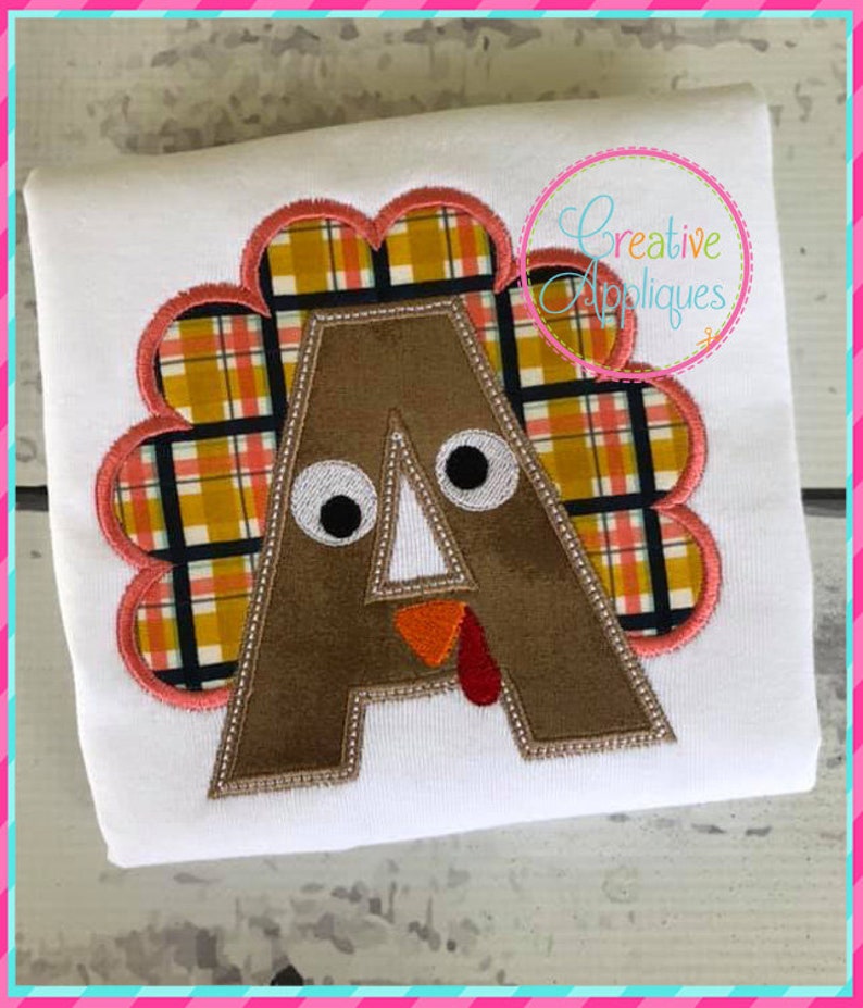 Turkey Alphabet Digital Machine Embroidery Applique Design 4 Sizes ...