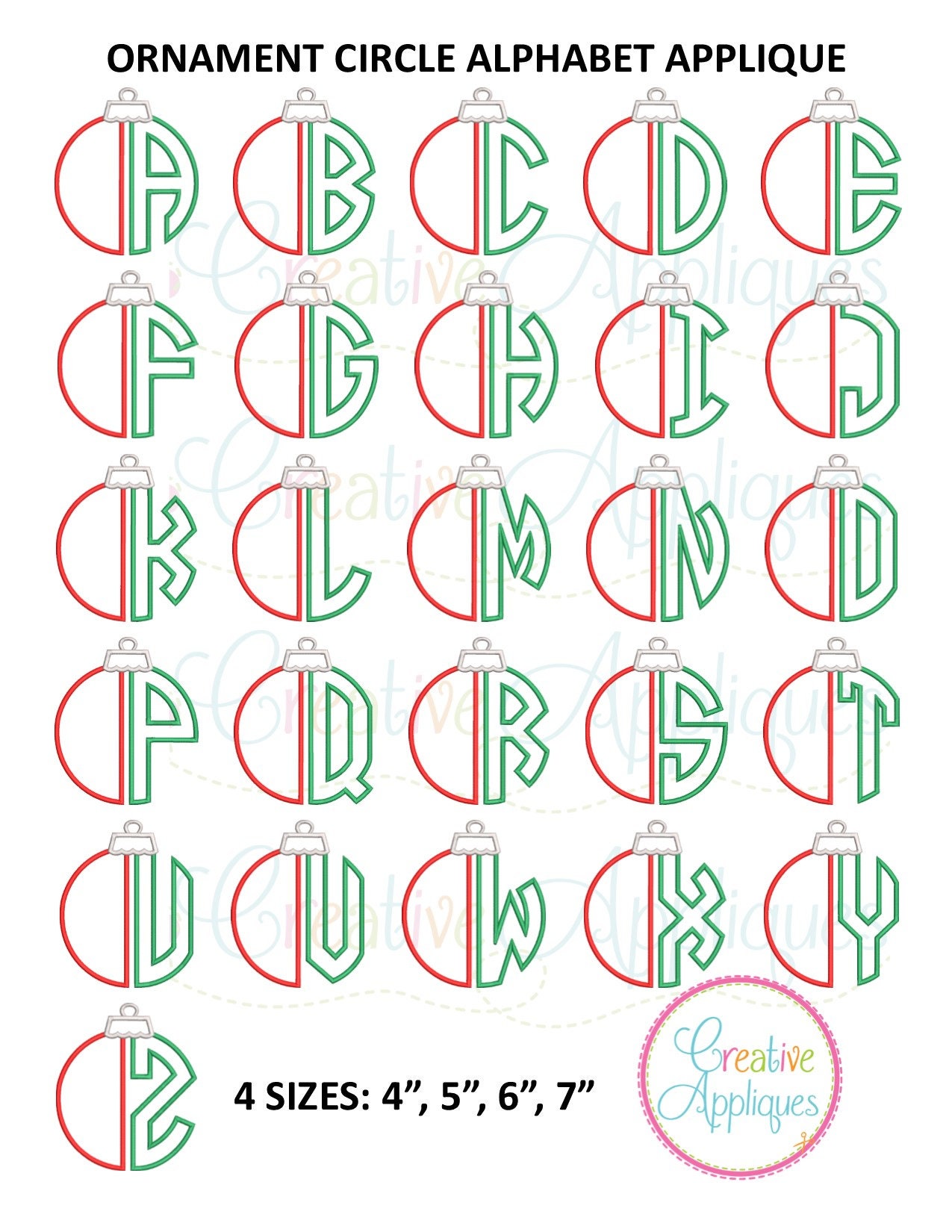 Ornament Alphabet Letters A-Z Applique Digital Machine | Etsy
